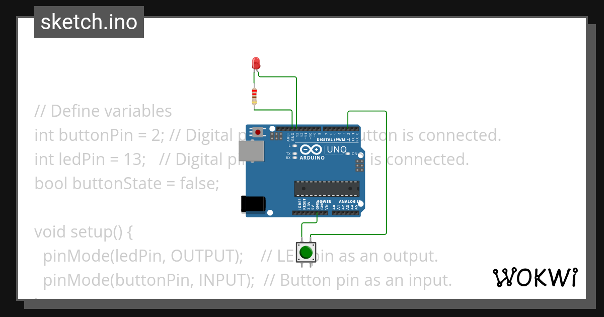 LED Push Button - Wokwi ESP32, STM32, Arduino Simulator