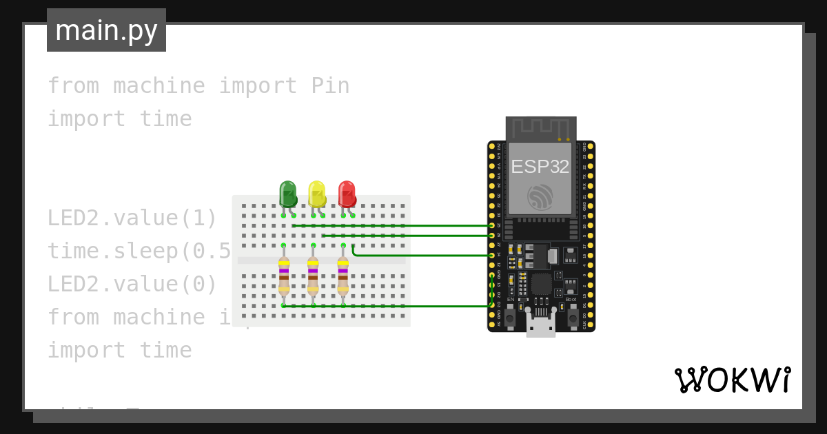 十字路口信号灯 Wokwi Esp32 Stm32 Arduino Simulator 1368