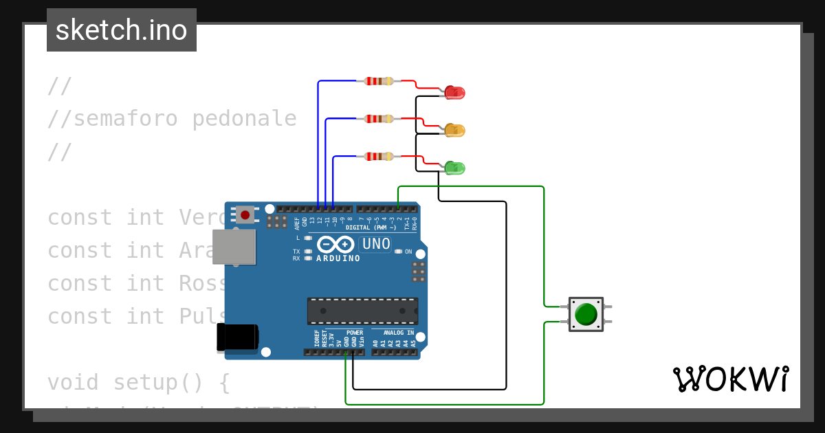 SEMAFORO PEDONALE - Wokwi ESP32, STM32, Arduino Simulator SEMAFORO PEDONALE - Wokwi ESP32, STM32, Arduino Simulator