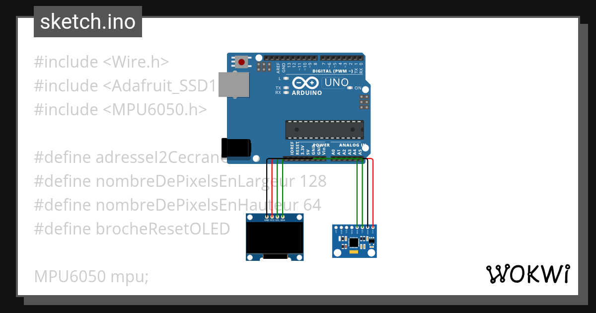 Capteur Choc Mpu6050 Wokwi Esp32 Stm32 Arduino Simulator 