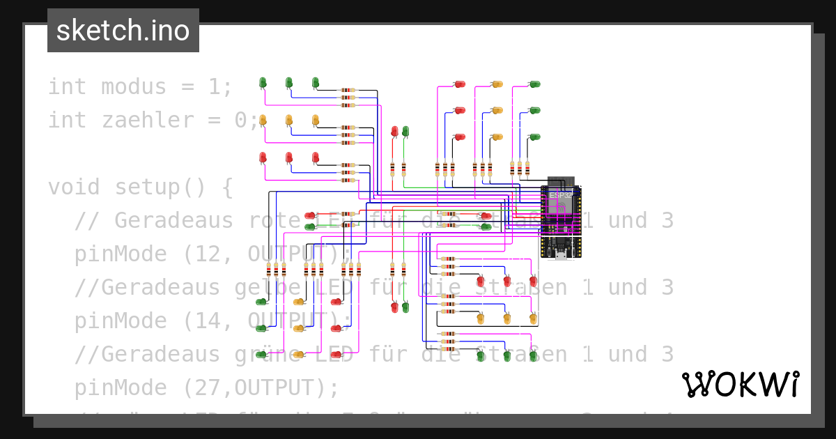 Ampelanlage Wokwi Esp32 Stm32 Arduino Simulator