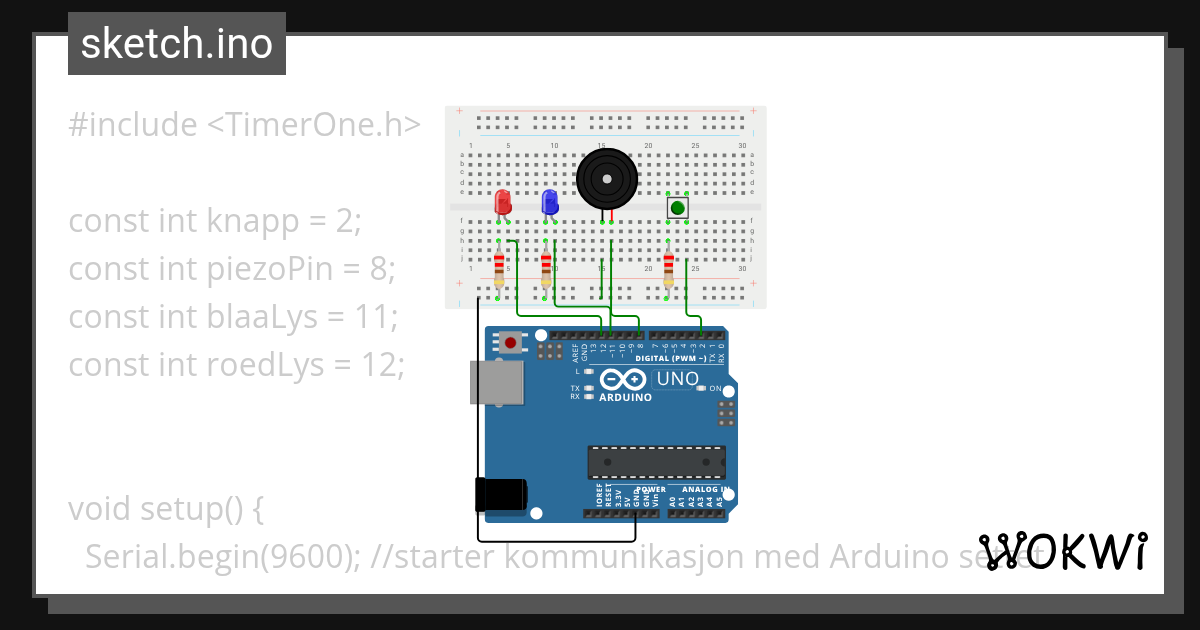 Innlevering 2 Oppgave 3 Wokwi Esp32 Stm32 Arduino Simulator 