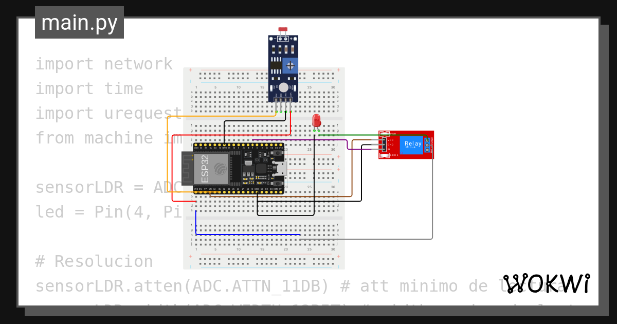 Fotoresistencia Con Relay Wokwi Esp32 Stm32 Arduino Simulator