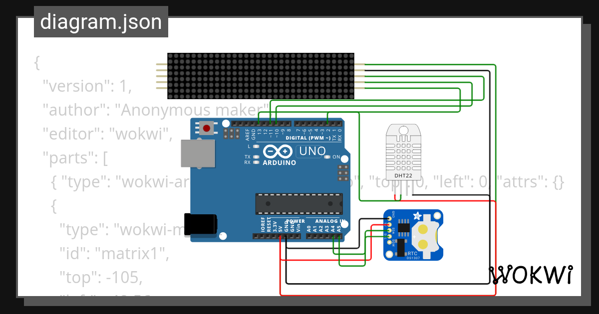 Matrix Clock Wokwi Esp32 Stm32 Arduino Simulator 7197