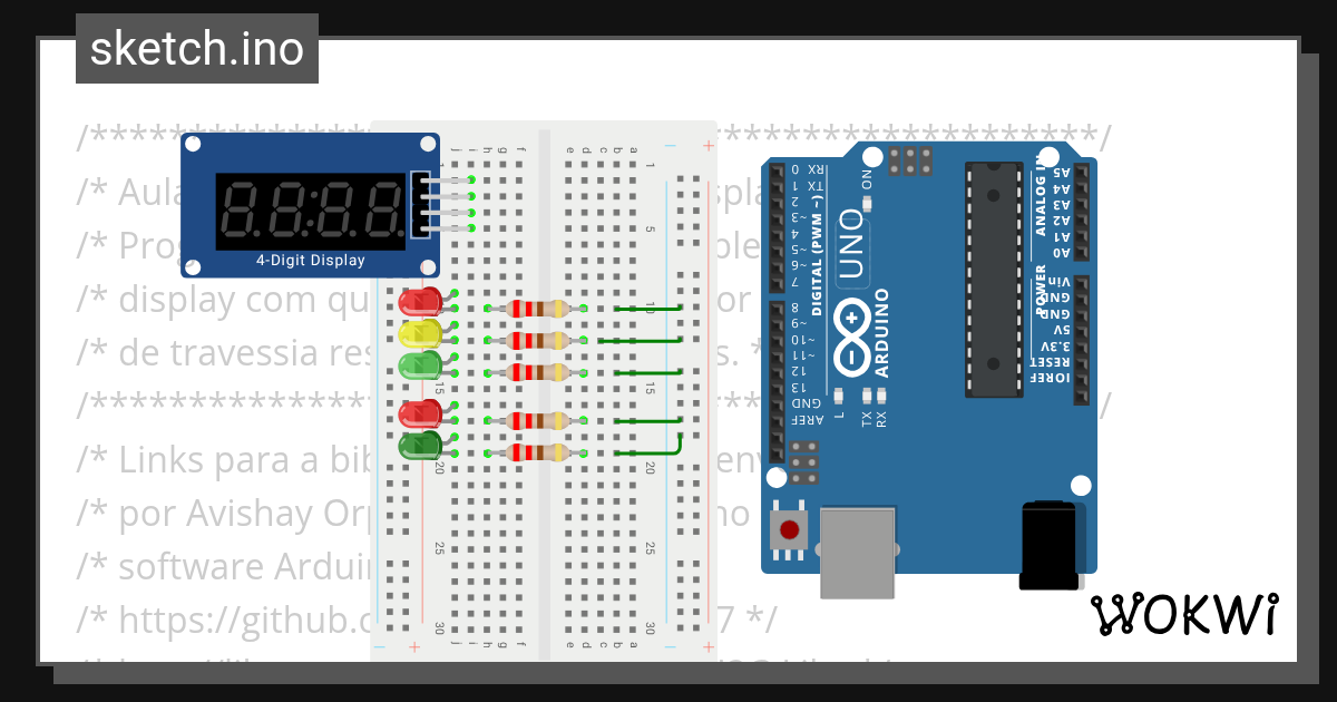 semaforo com display - Wokwi ESP32, STM32, Arduino Simulator