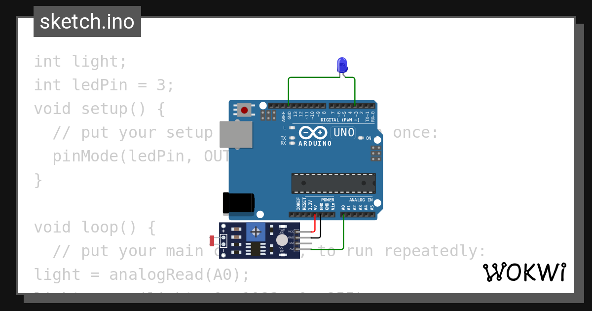 光照控制呼吸灯 Wokwi Esp32 Stm32 Arduino Simulator 0243