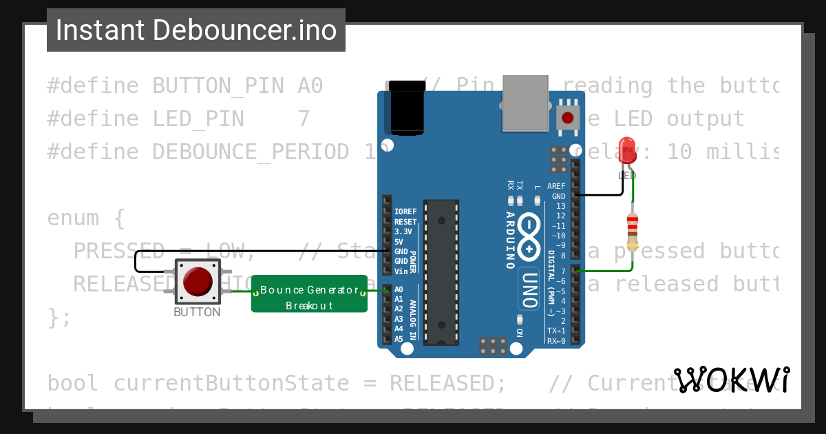 Instant Debouncer Wokwi Esp32 Stm32 Arduino Simulator 9678