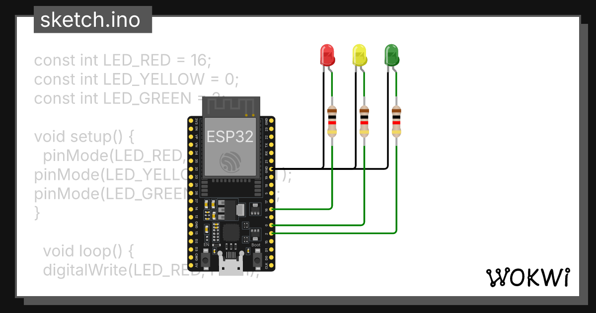 TRAFFIC LIGHTS - Wokwi ESP32, STM32, Arduino Simulator