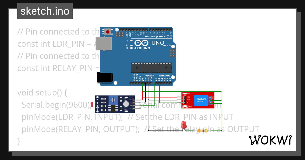 LDR-relay - Wokwi ESP32, STM32, Arduino Simulator