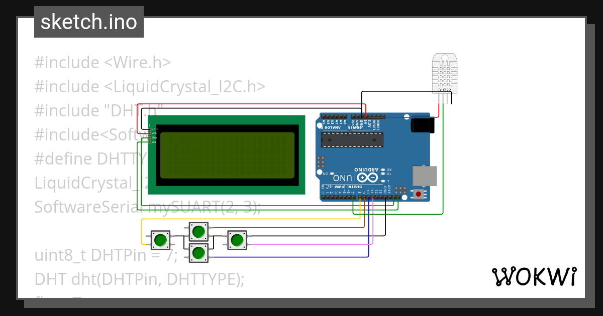 Membuat Menu LCD 20x4 Copy (2) - Wokwi ESP32, STM32, Arduino Simulator