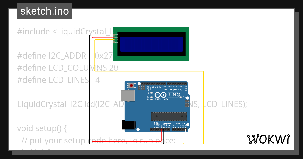 LCD_I2C test - Wokwi ESP32, STM32, Arduino Simulator