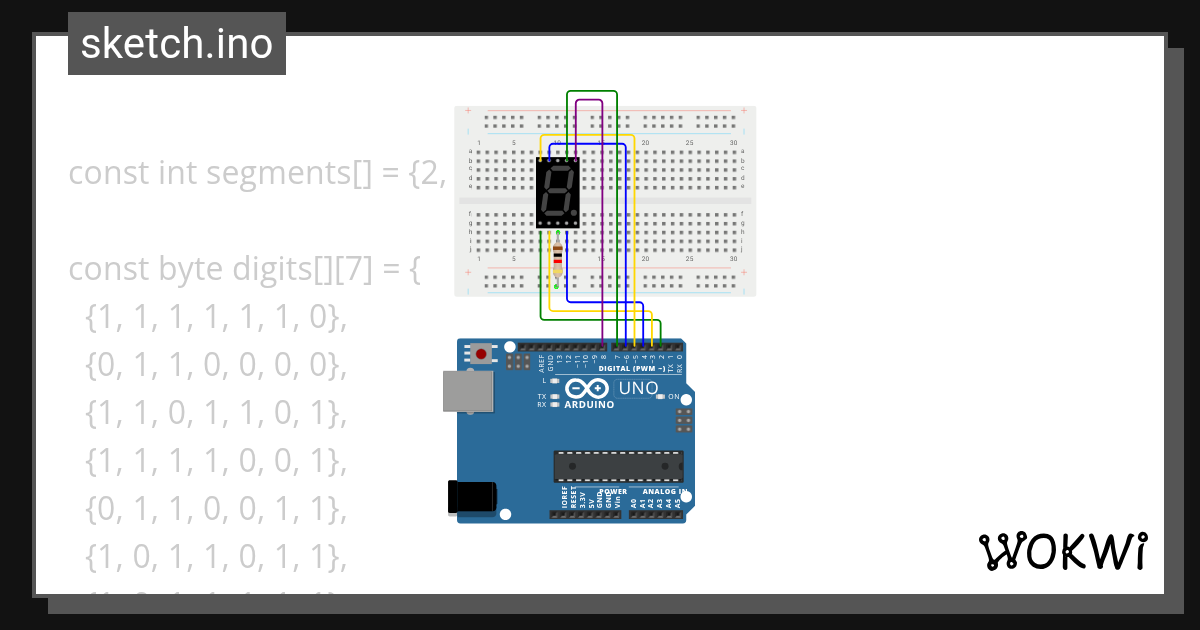 7 Segment Single Display Wokwi Esp32 Stm32 Arduino Simulator