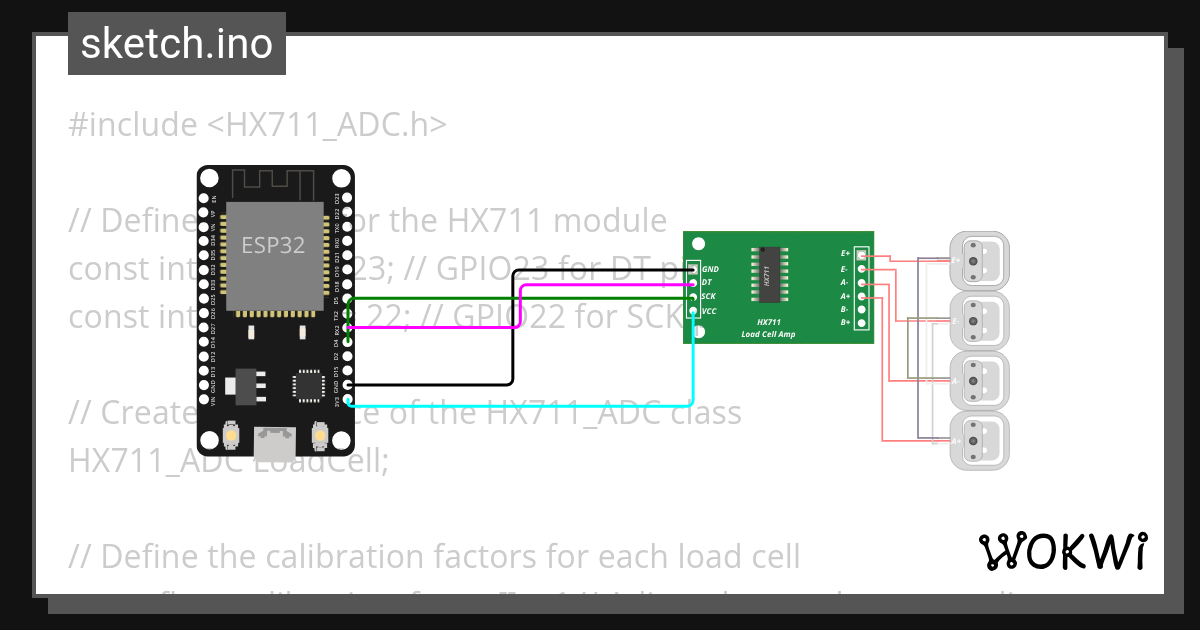 HX711 - MICRO LOAD CELL 2 - Wokwi ESP32, STM32, Arduino Simulator