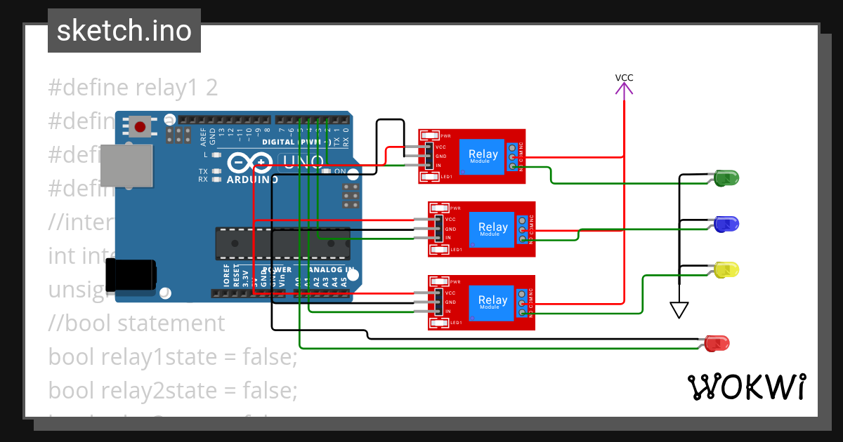 relay set project - Wokwi ESP32, STM32, Arduino Simulator