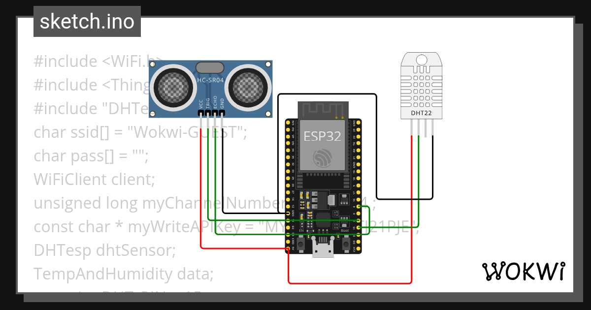 temperature humidity distance - Wokwi ESP32, STM32, Arduino Simulator