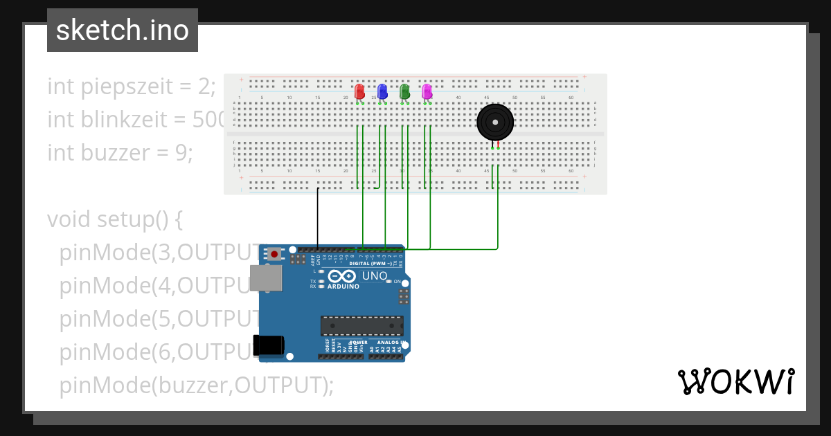 Licht und Ton - Wokwi ESP32, STM32, Arduino Simulator