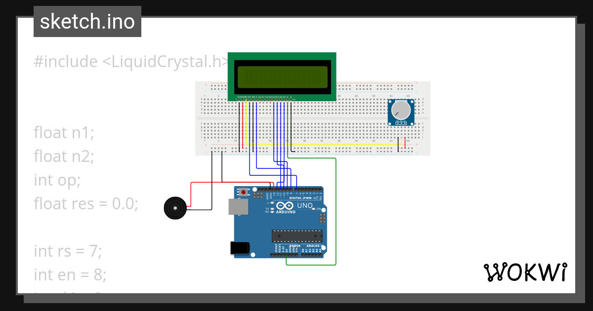 LCD | (+, -, *, /) | Buzzer - Wokwi ESP32, STM32, Arduino Simulator