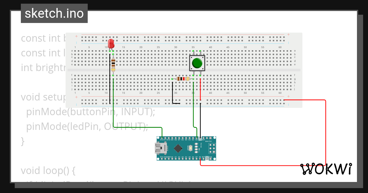 ПР22 2 Схема со светодиодом и кнопкой Wokwi Esp32 Stm32 Arduino Simulator