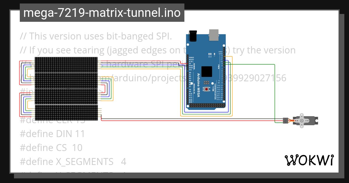 mega-7219-matrix-tunnel.ino Copy (2) - Wokwi ESP32, STM32, Arduino Simulator