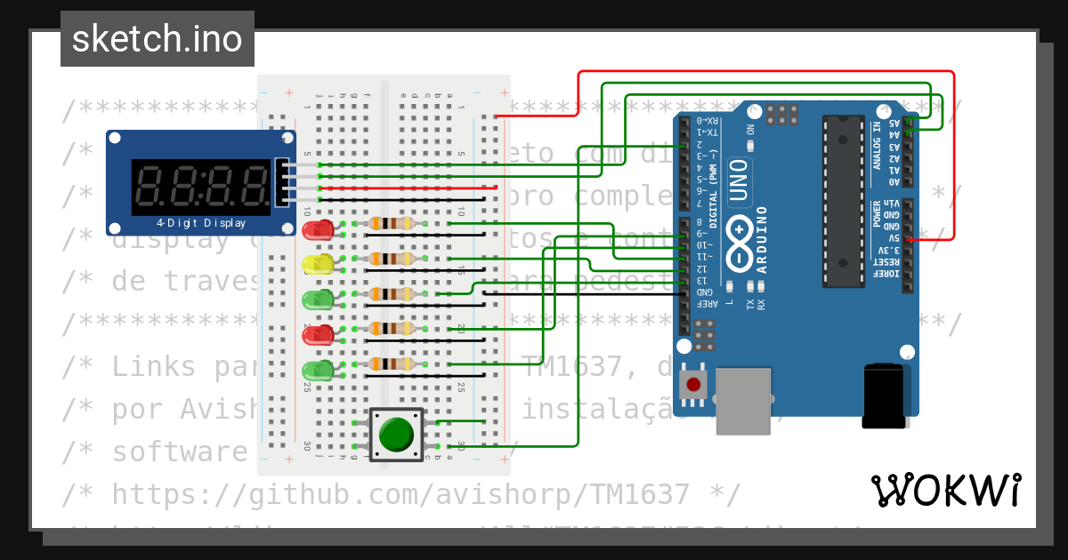 Projeto Semaforo 7 Segmentos Wokwi Esp32 Stm32 Arduino Simulator