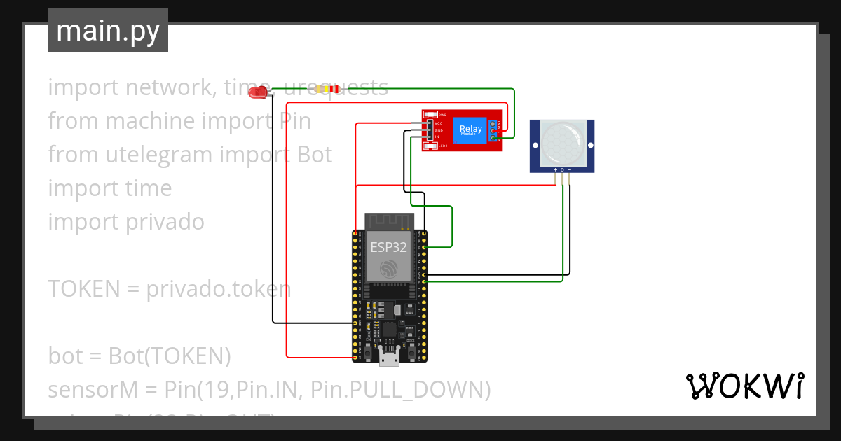 PruebaBot Telegram - Wokwi ESP32, STM32, Arduino Simulator