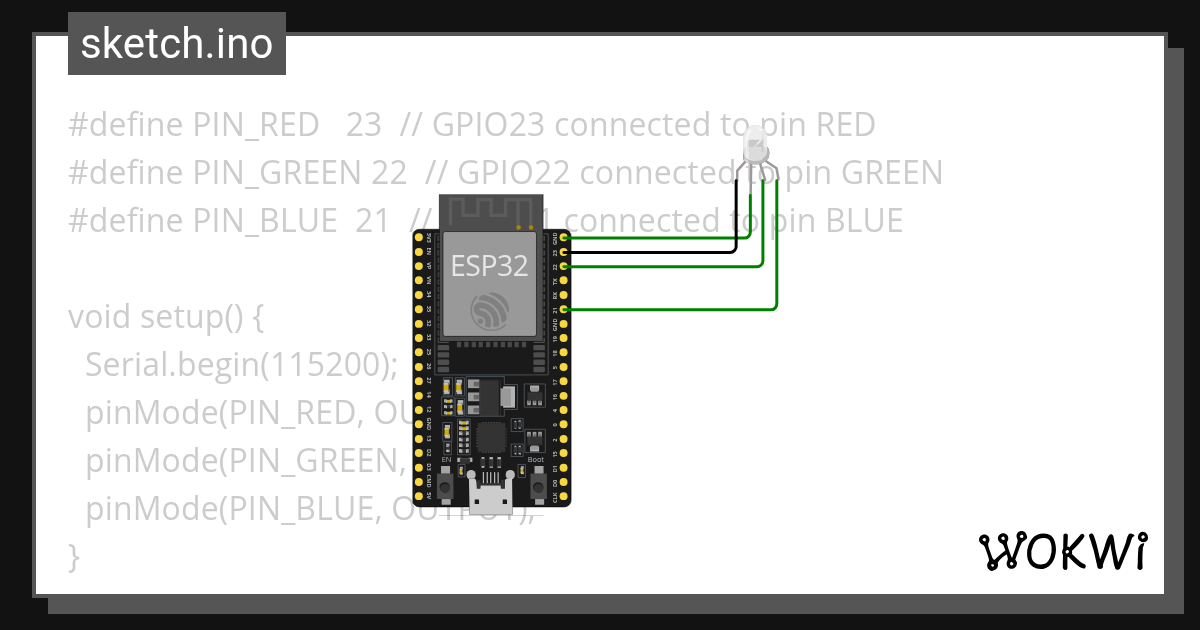 RGB LED - Wokwi ESP32, STM32, Arduino Simulator