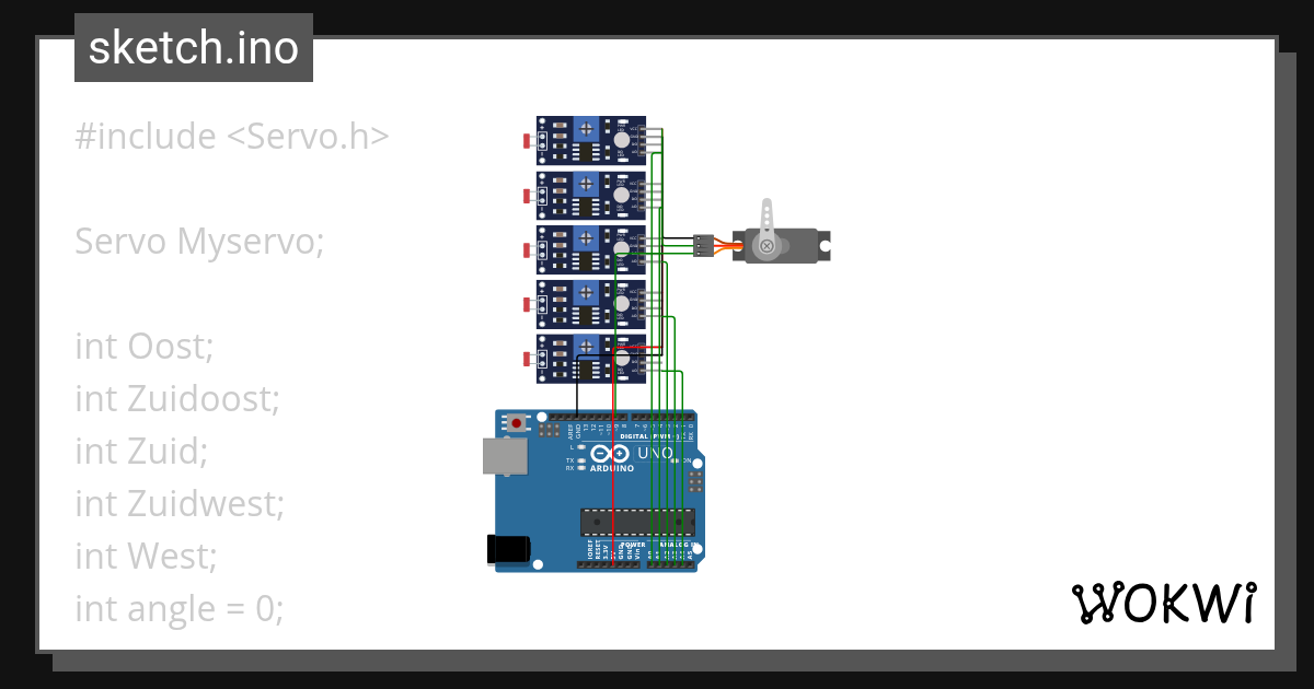Lichtrichting - Wokwi ESP32, STM32, Arduino Simulator