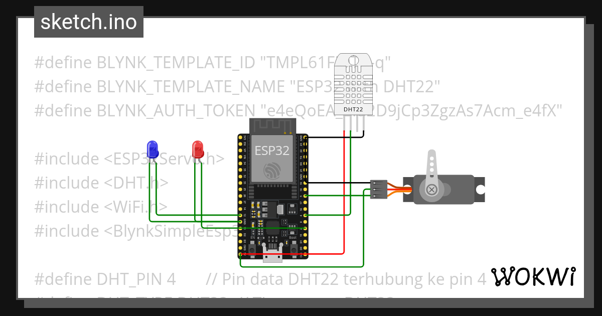 Kelembapan Servo keran air - Wokwi ESP32, STM32, Arduino Simulator