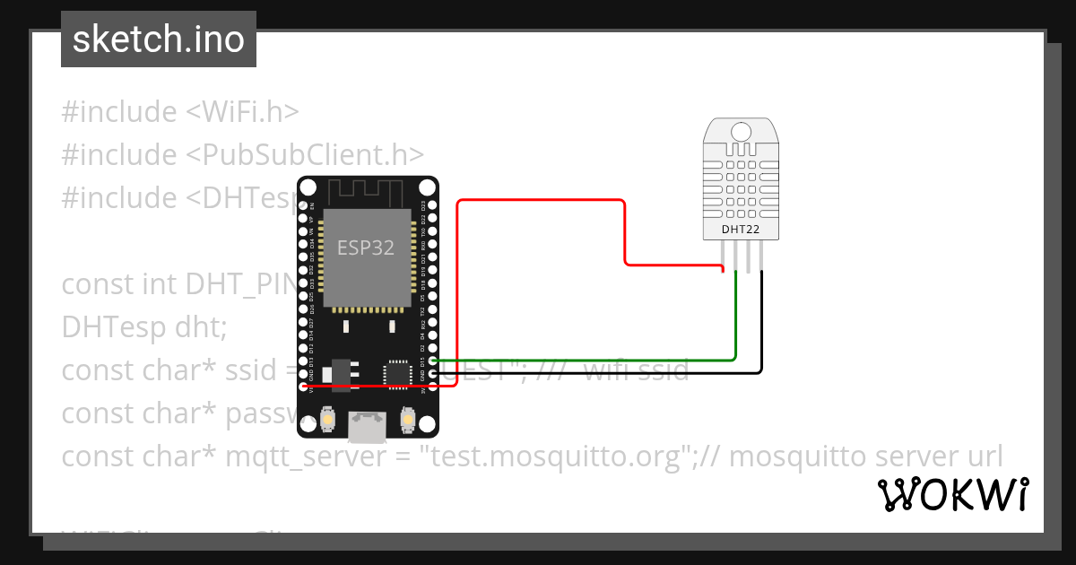 DHT+ESP32+MQTT - Wokwi ESP32, STM32, Arduino Simulator