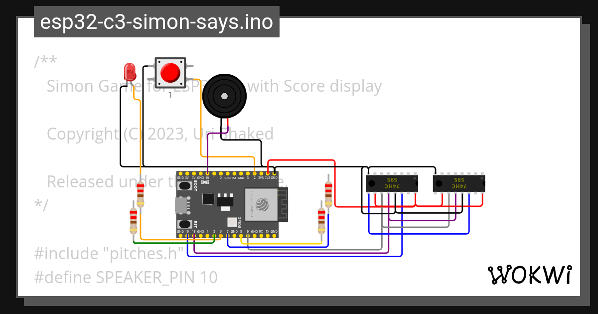 Simon Says ESP32-C3 Copy - Wokwi ESP32, STM32, Arduino Simulator
