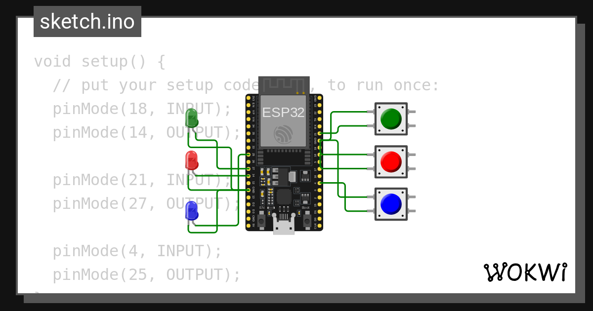Push Buttom Led Wokwi Esp32 Stm32 Arduino Simulator