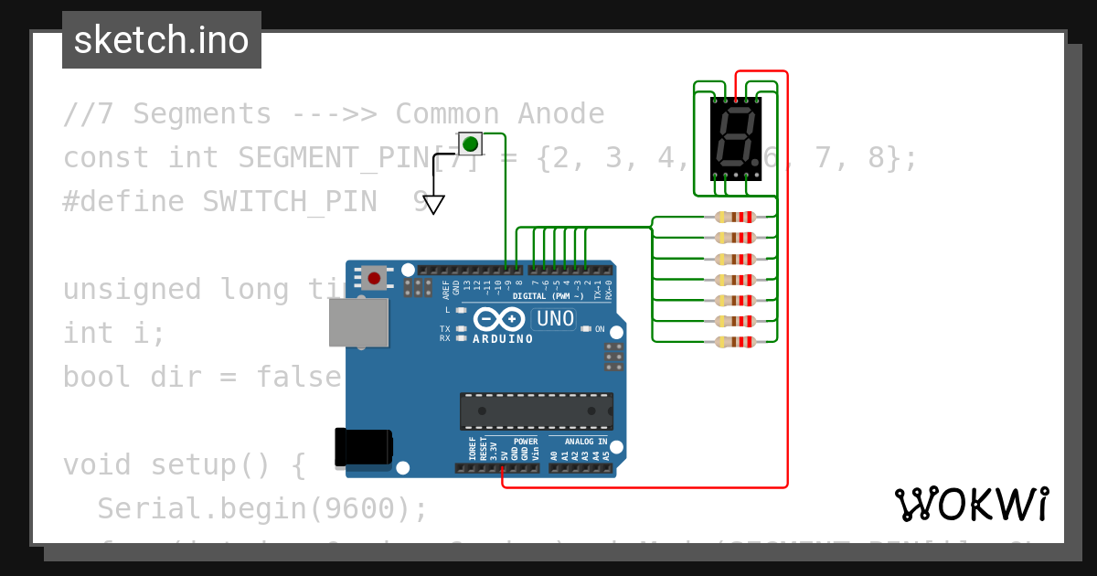 7 Segments Display Direction Control Wokwi Esp32 Stm32 Arduino Simulator