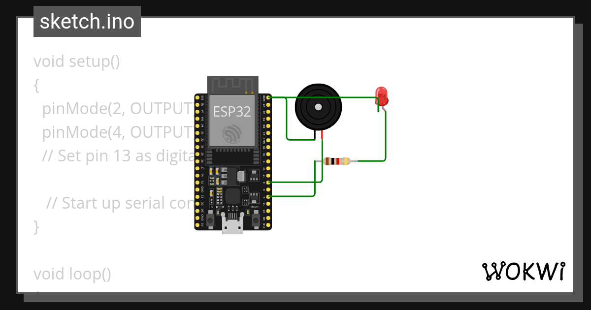 Led Buzzer Wokwi Esp32 Stm32 Arduino Simulator 
