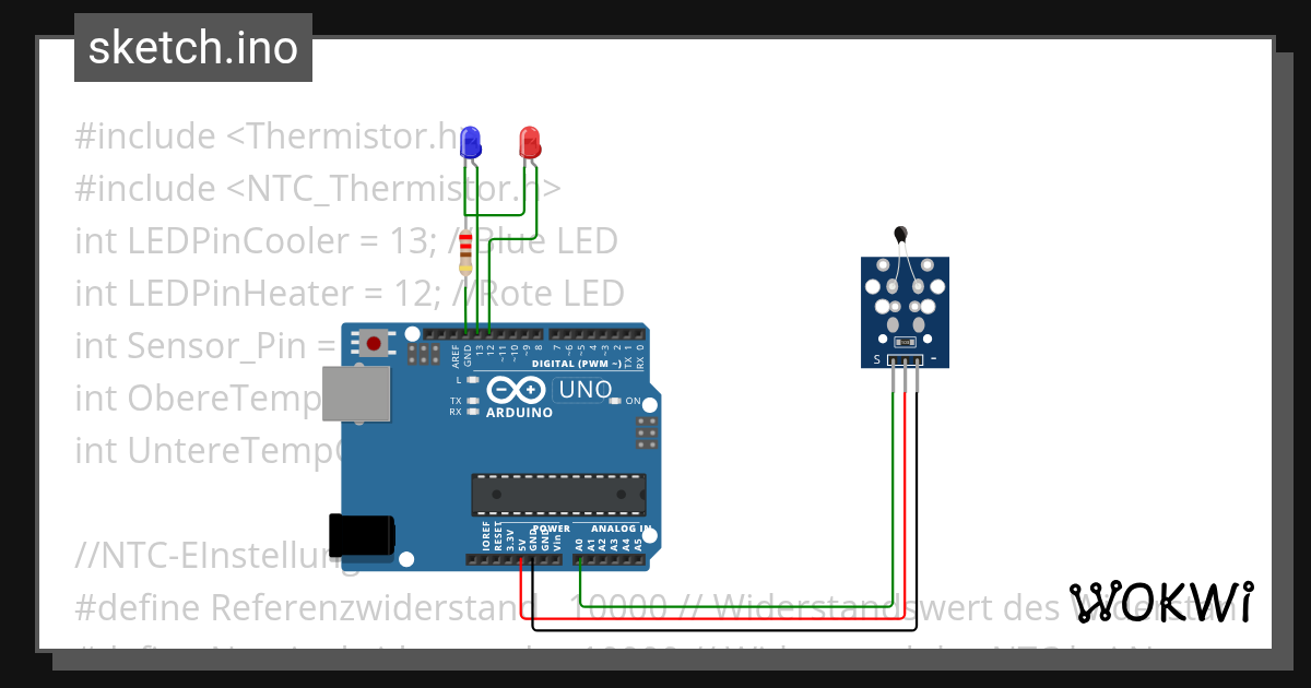 Temperaturregelung_NTC - Wokwi ESP32, STM32, Arduino Simulator
