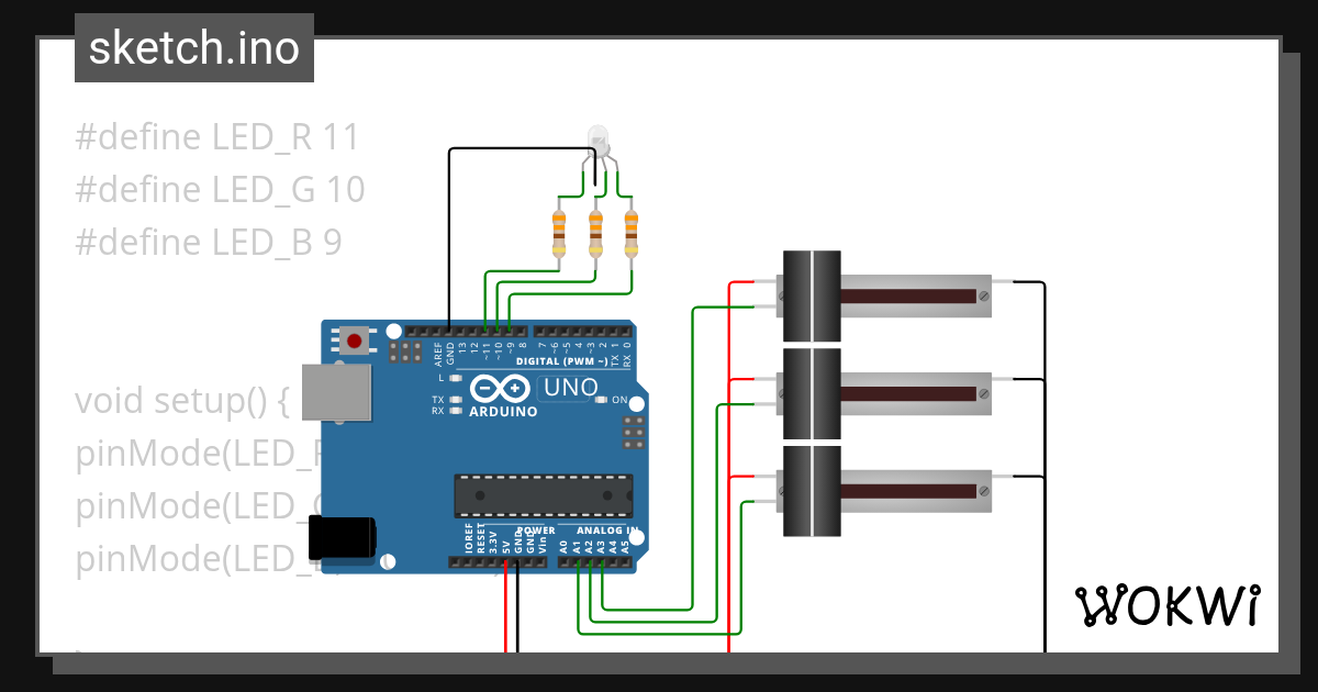 RGB LED - Wokwi ESP32, STM32, Arduino Simulator