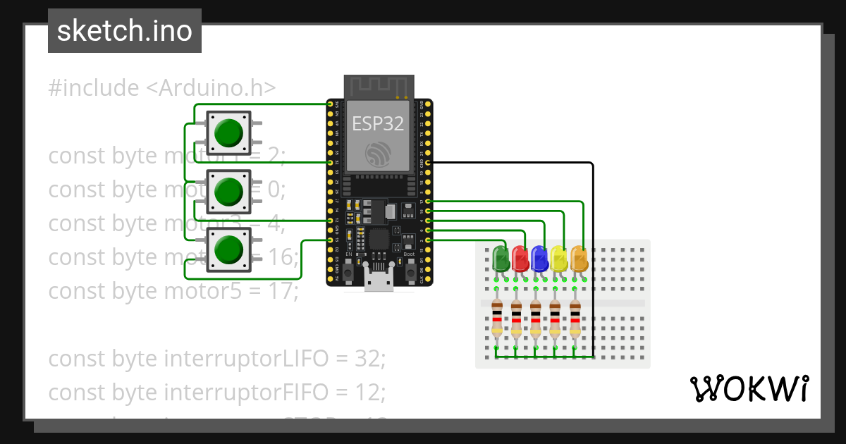 LIFO FIFO STOP - Wokwi ESP32, STM32, Arduino Simulator