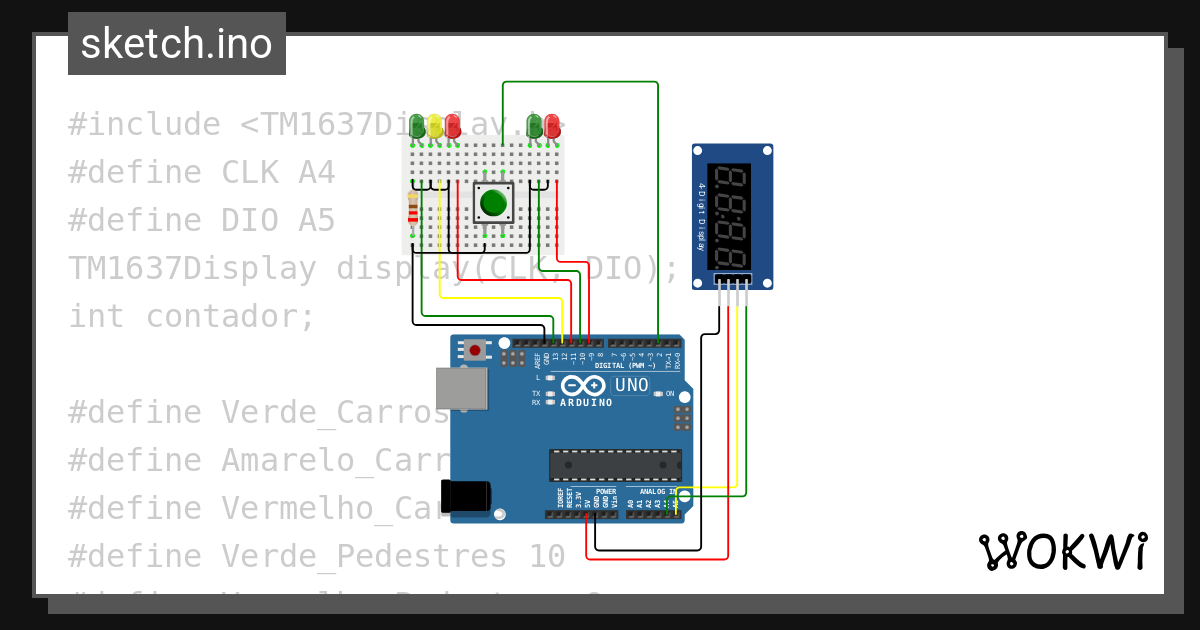 Semáforo Completo Com Display Wokwi Esp32 Stm32 Arduino Simulator 7513
