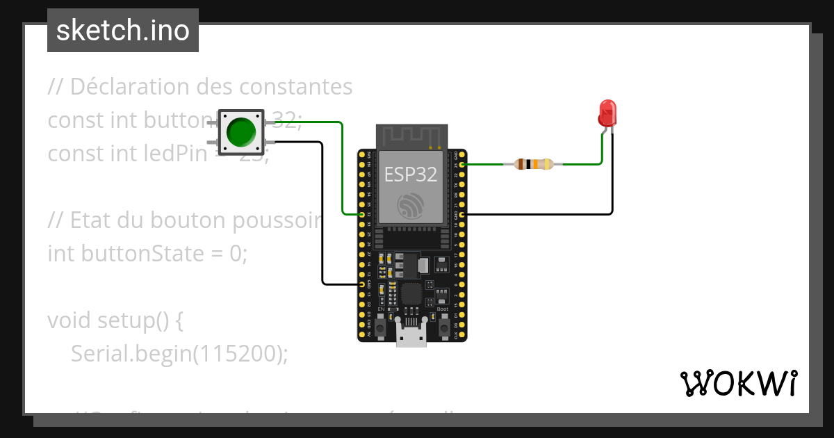 allume led - Wokwi ESP32, STM32, Arduino Simulator