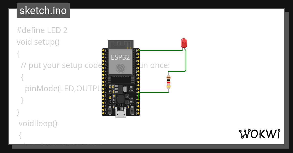 LED with Preprocessor - Wokwi ESP32, STM32, Arduino Simulator