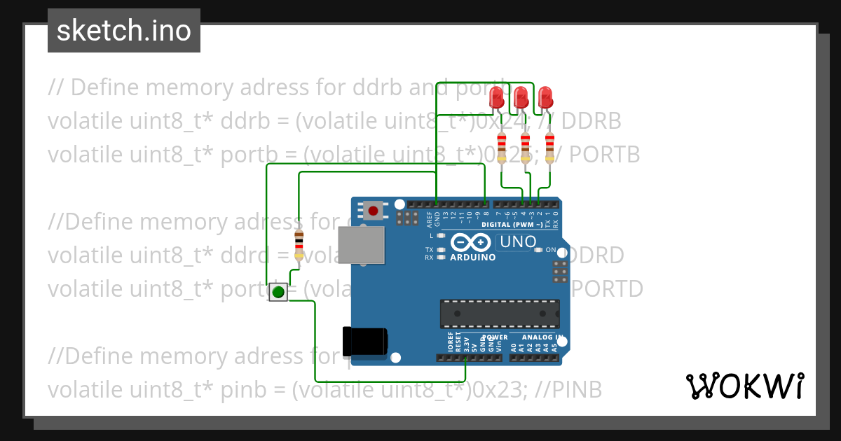 Triggers and LEDs - Wokwi ESP32, STM32, Arduino Simulator