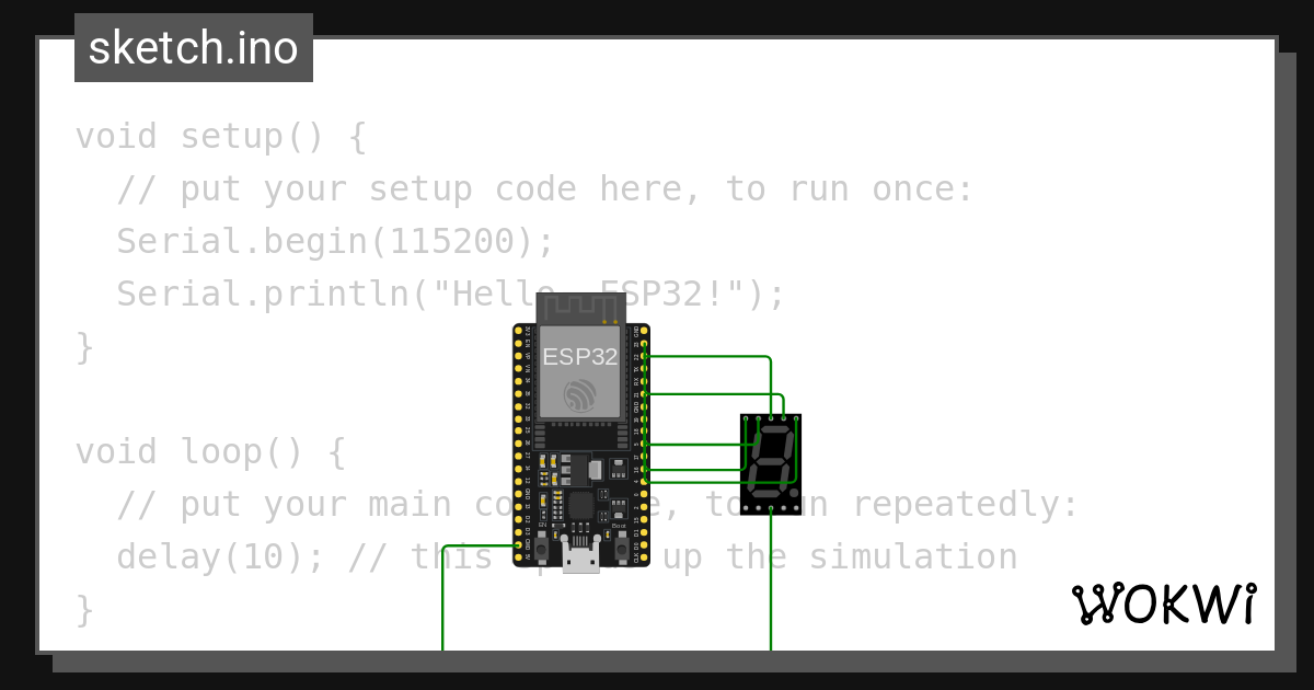 7segment Wokwi Esp32 Stm32 Arduino Simulator