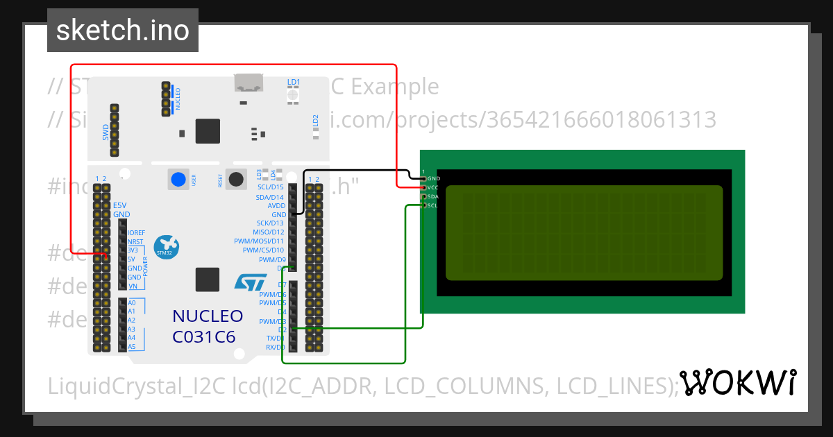 ST Nucleo - LCD I2C Copy - Wokwi ESP32, STM32, Arduino Simulator