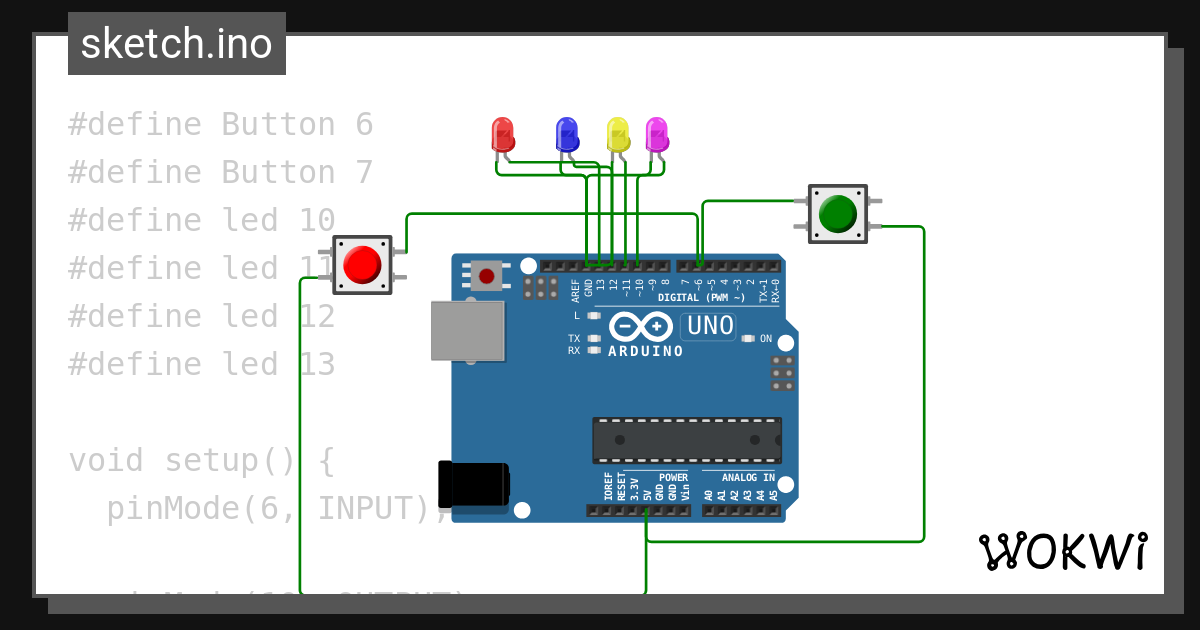Led Blinking Project With Double Push Button Wokwi Esp32 Stm32 Arduino Simulator