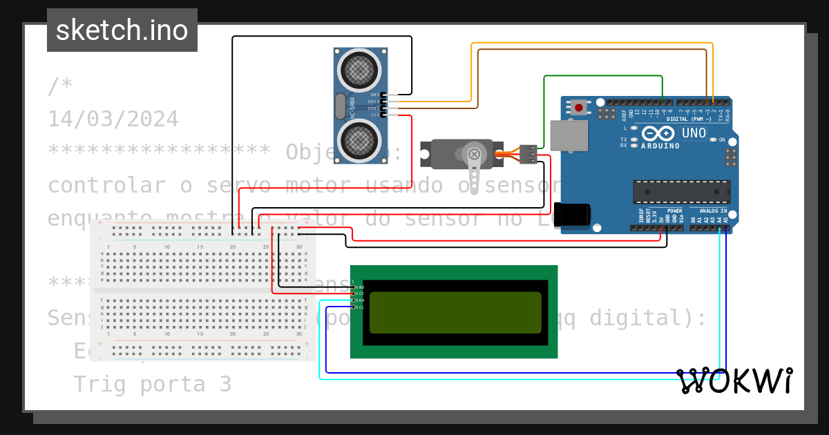 Sensor Ultrassônico 14032024 Wokwi Esp32 Stm32 Arduino Simulator 5371