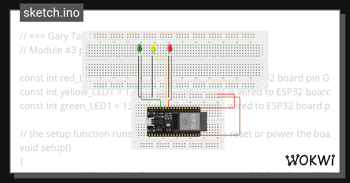 Gary Taylor Module 3 - Wokwi ESP32, STM32, Arduino Simulator