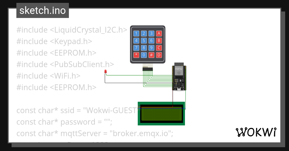 KeypadMode with MQTT&Lock - Wokwi ESP32, STM32, Arduino Simulator