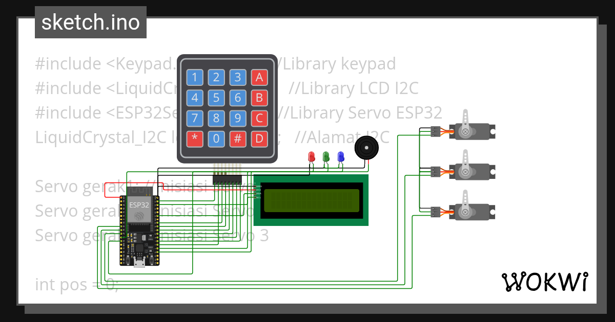 Kunci Keypad - Wokwi ESP32, STM32, Arduino Simulator