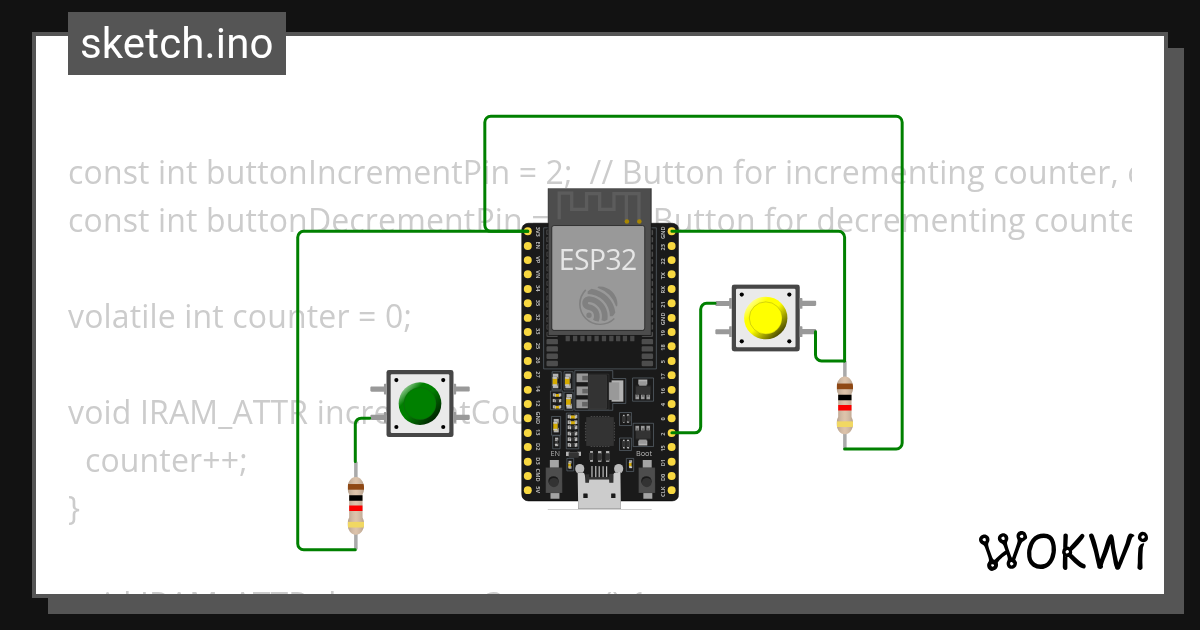 Button Interrupt thing idfk - Wokwi ESP32, STM32, Arduino Simulator Button Interrupt thing idfk - Wokwi ESP32, STM32, Arduino Simulator