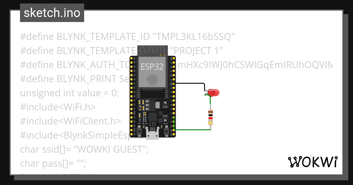 LED Blynk - Wokwi ESP32, STM32, Arduino Simulator