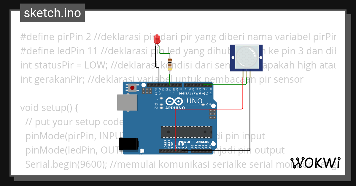 SHANY E7 sensor pir - Wokwi ESP32, STM32, Arduino Simulator